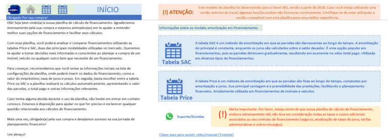 Planilha das Tabelas SAC e Price - Planilhas Prontas | Excel 365